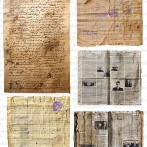 Handwritten Script Printable Paper, Vintage Journal Paper, Junk ...