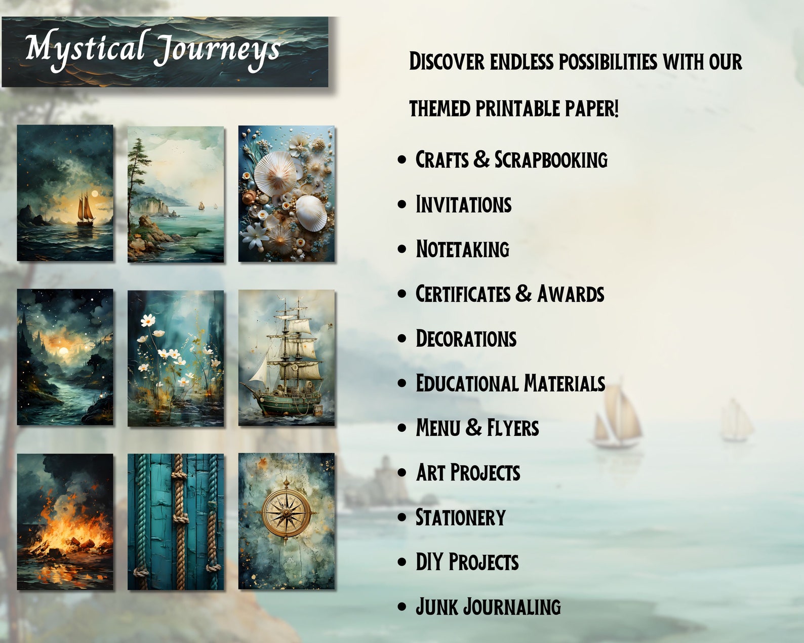 Nautical Adventures Journal Kit, Ocean Ship Vintage Junk Journal Paper ...