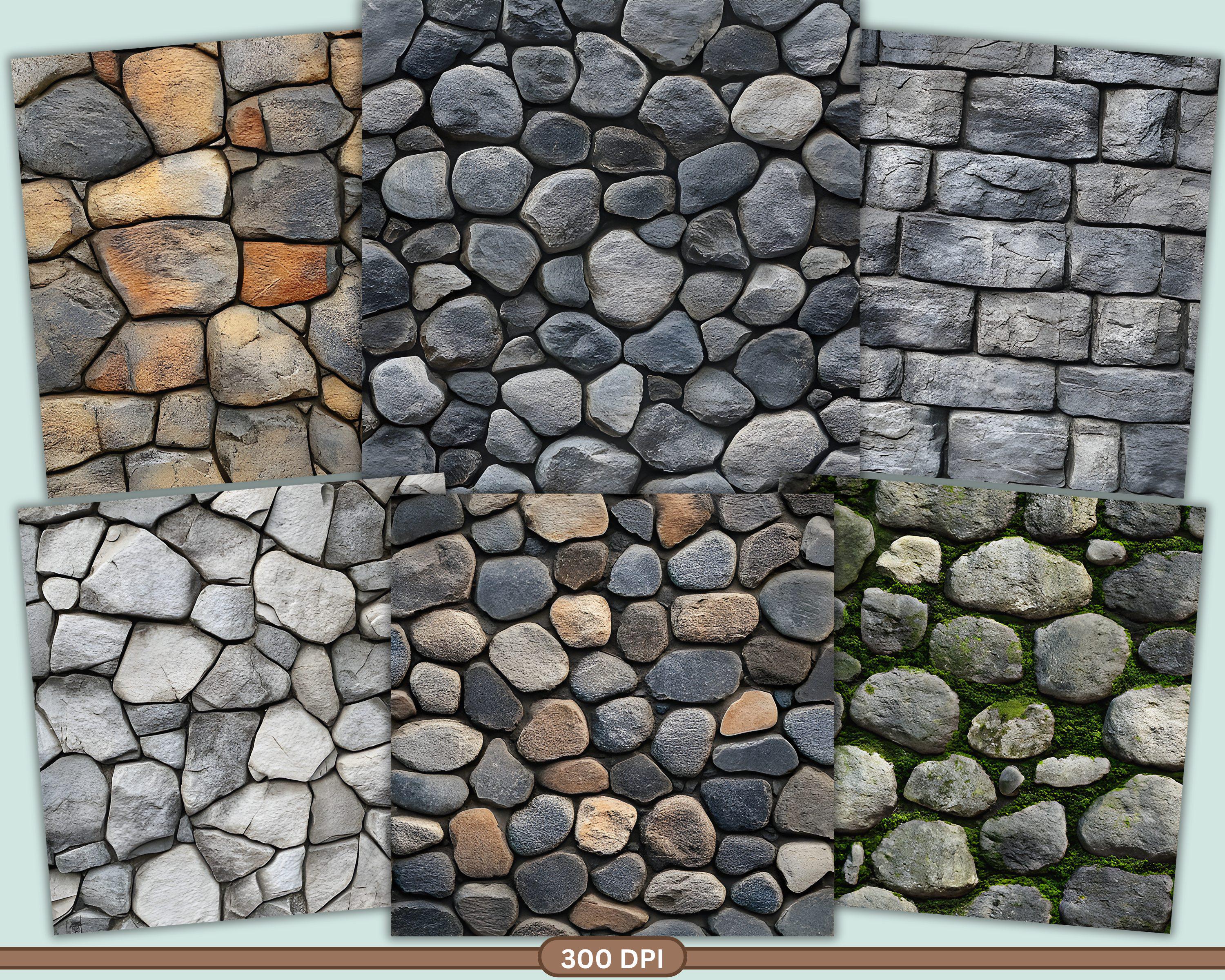 Cobblestone Paths Digital Paper, Stone Rock Path Junk Journal, Seamless ...