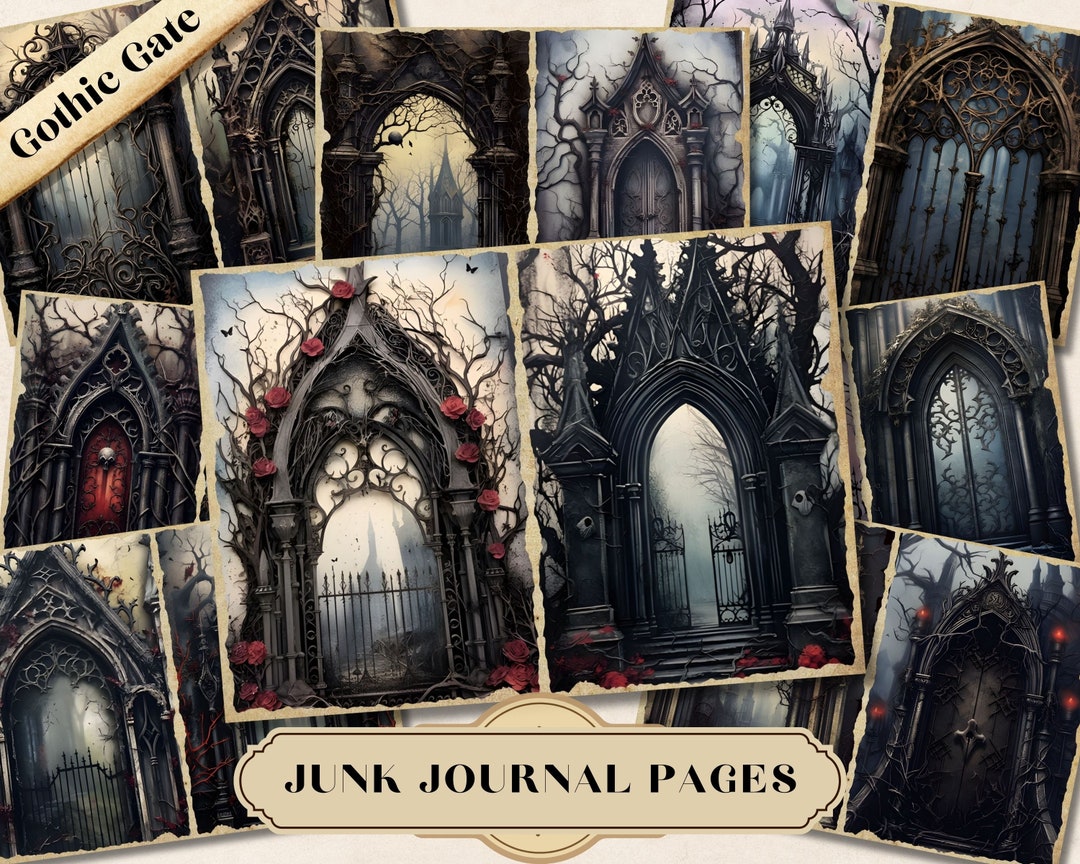 Gothic Gate Junk Journal Kit, Digital Mixed Media, Horror Printable ...