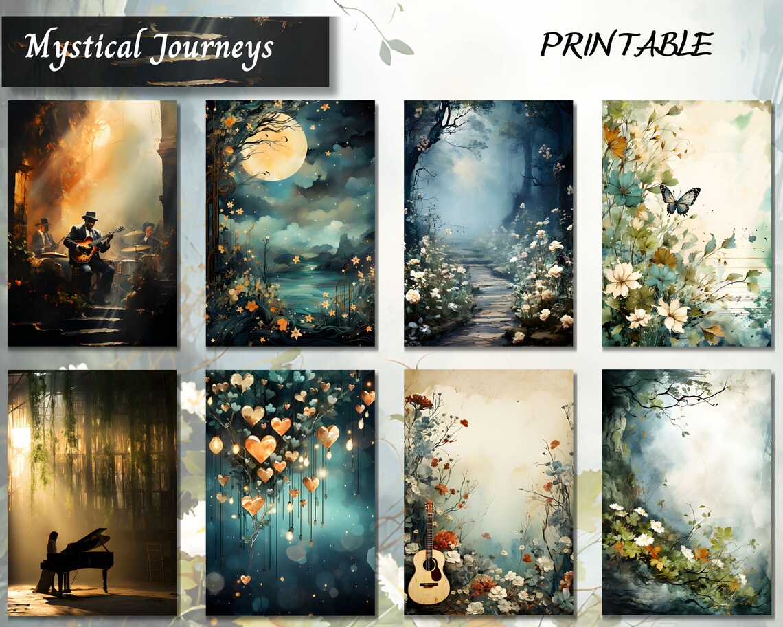Watercolor Music Notes Junk Journal Kit, Shabby Chic Printable Ephemera ...