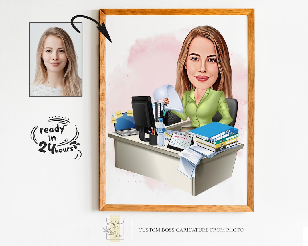 Custom Female Boss Cartoon Portrait, Boss Portrait, Gifts for Boss ...