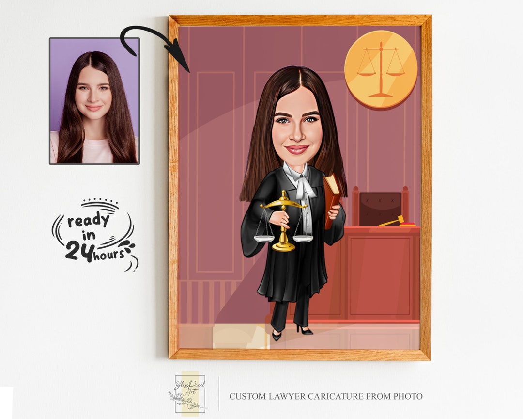 Custom Lawyer Cartoon Portrait, Lawyer Portrait, Lawyer Gift, Lawyer ...