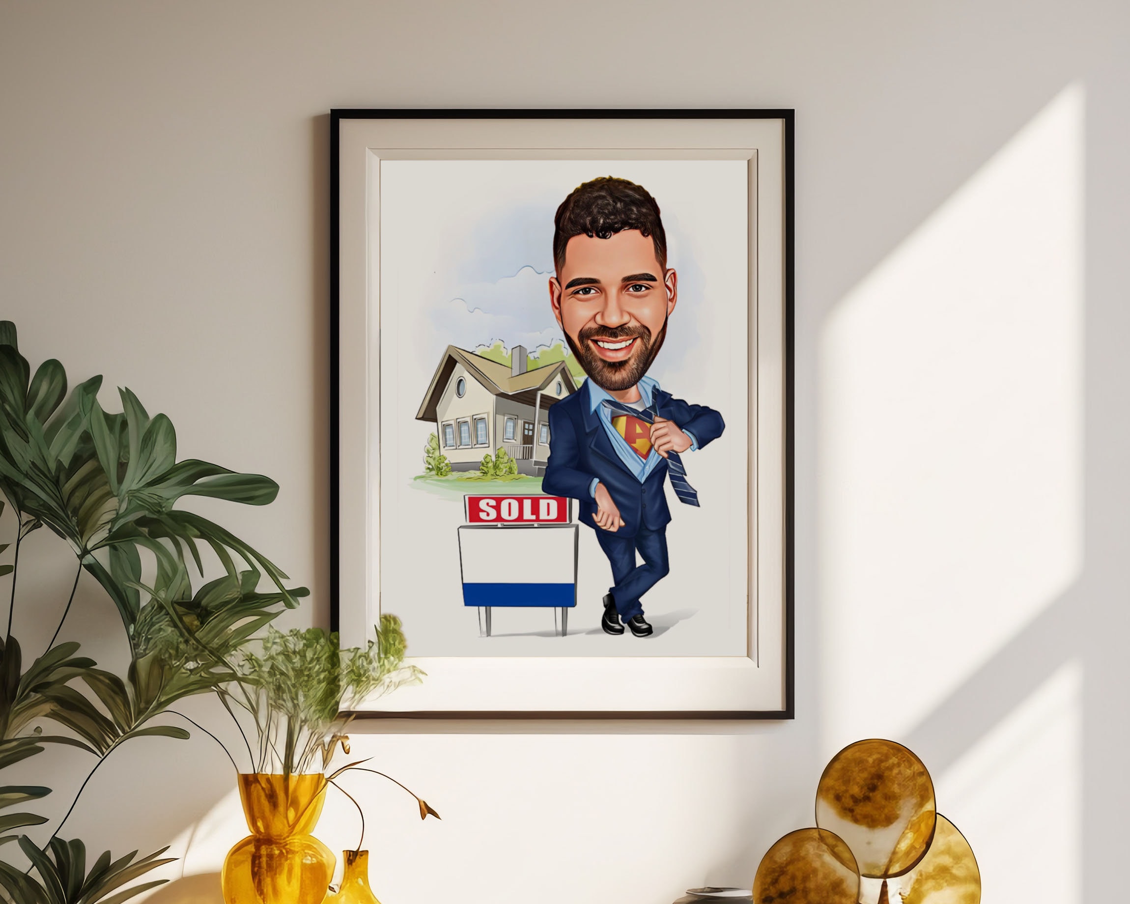 Custom Super Realtor Cartoon Portrait, Realtor Caricature, Realtor Gift ...