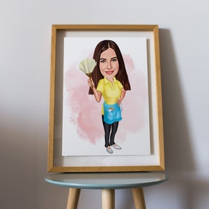 Custom Cleaner Cartoon Portrait, Cleaner Portrait, Gift for Cleaner ...