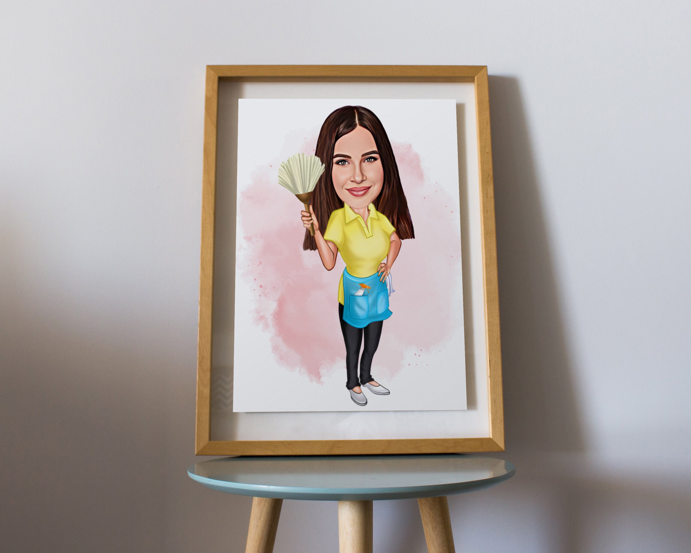 Custom Cleaner Cartoon Portrait, Cleaner Portrait, Gift for Cleaner ...