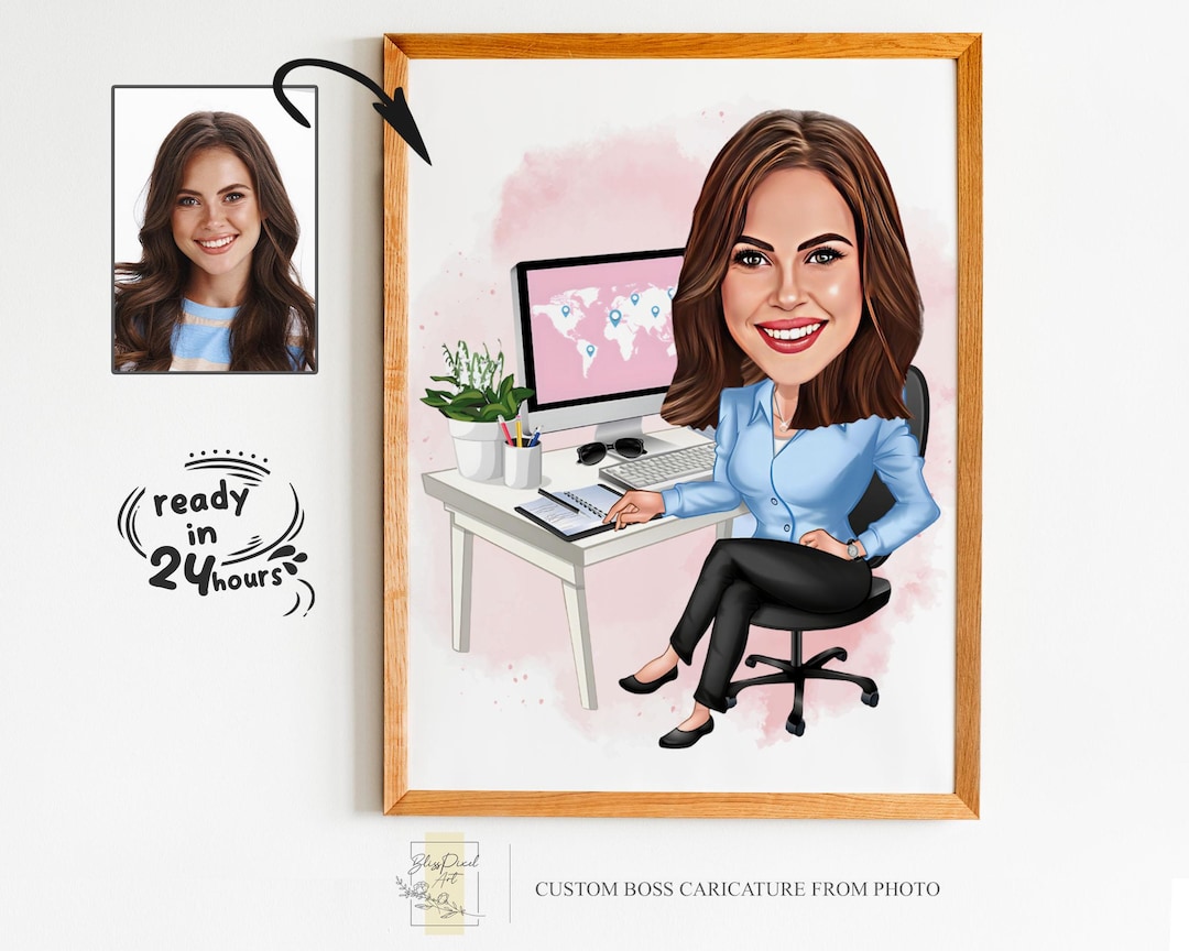 Custom Female Boss Cartoon Portrait, Boss Portrait, Gifts for Boss ...