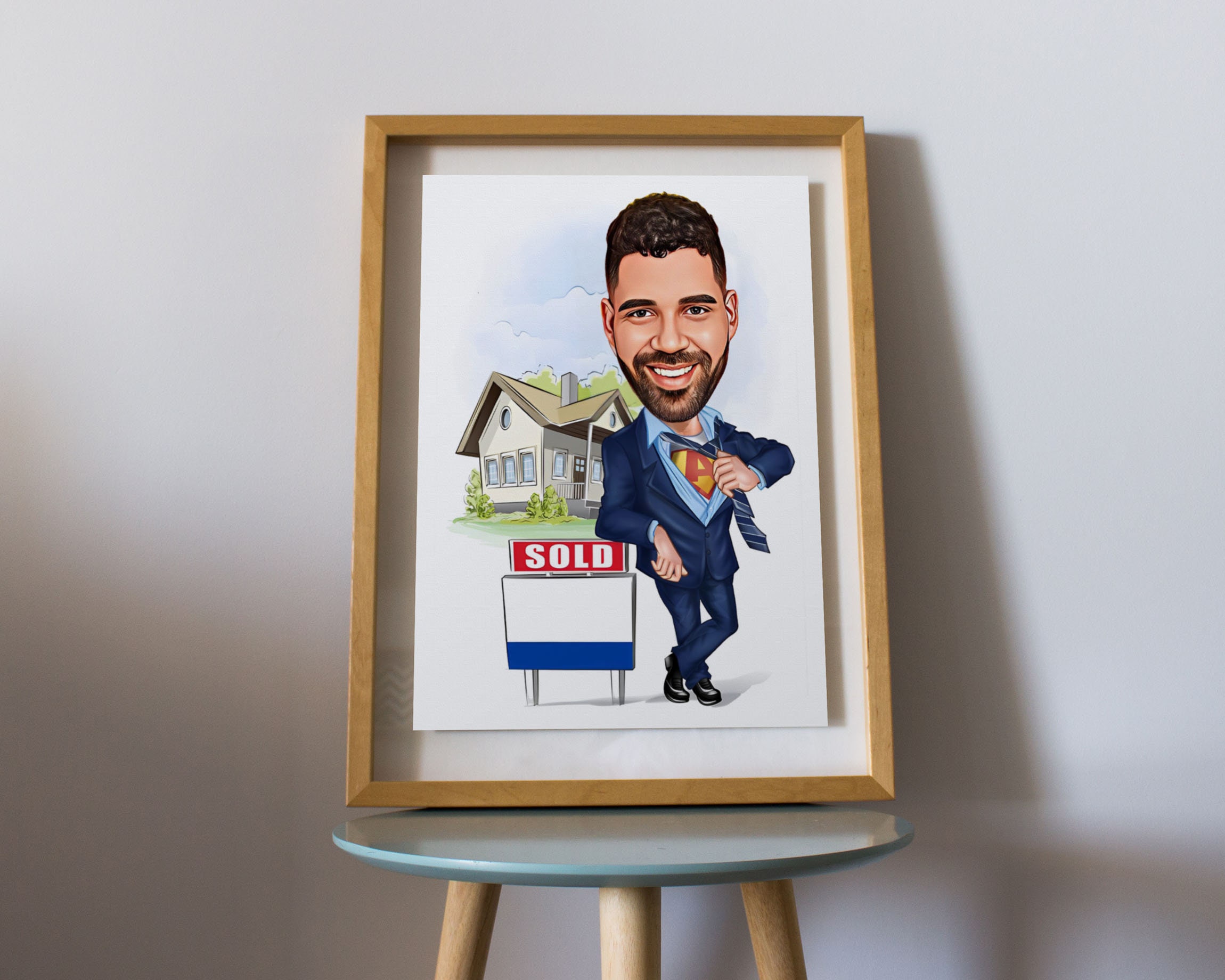 Custom Super Realtor Cartoon Portrait, Realtor Caricature, Realtor Gift ...