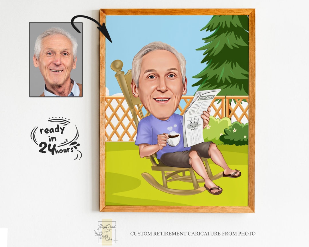Custom Retirement Cartoon Portrait, Retirement Caricature, Retirement ...