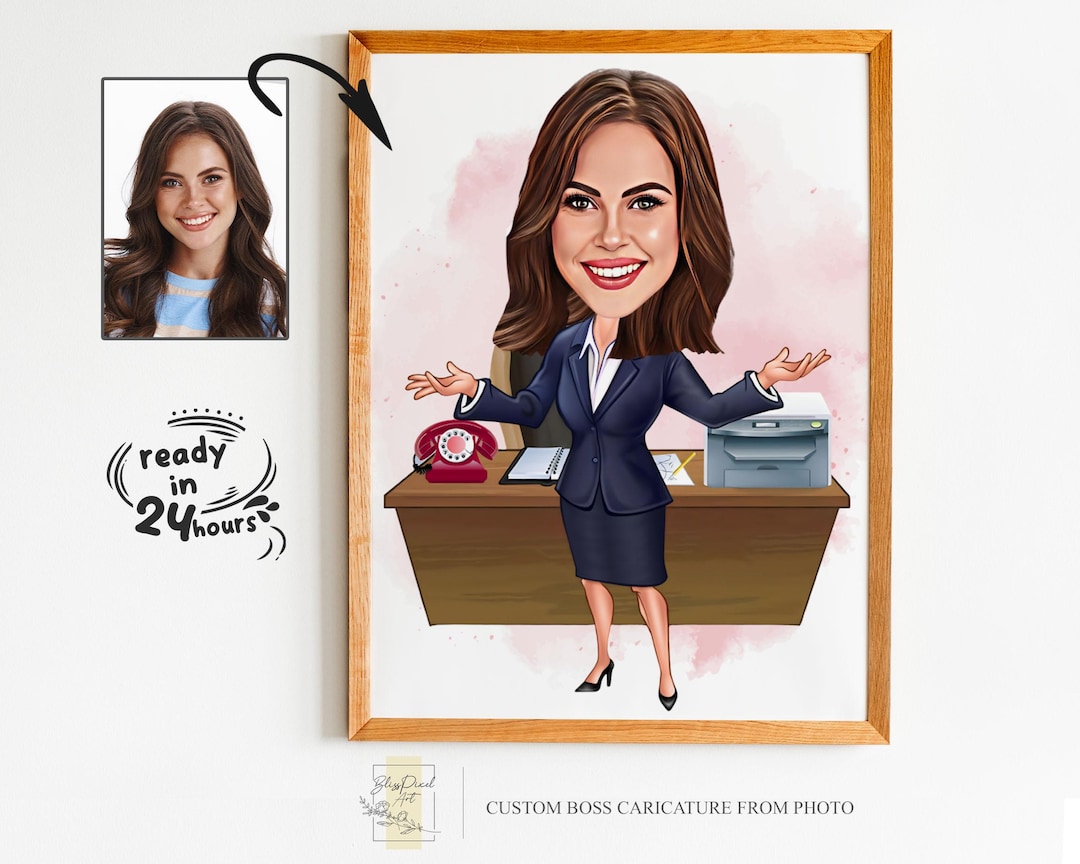 Custom Female Boss Cartoon Portrait, Boss Portrait, Gifts for Boss ...