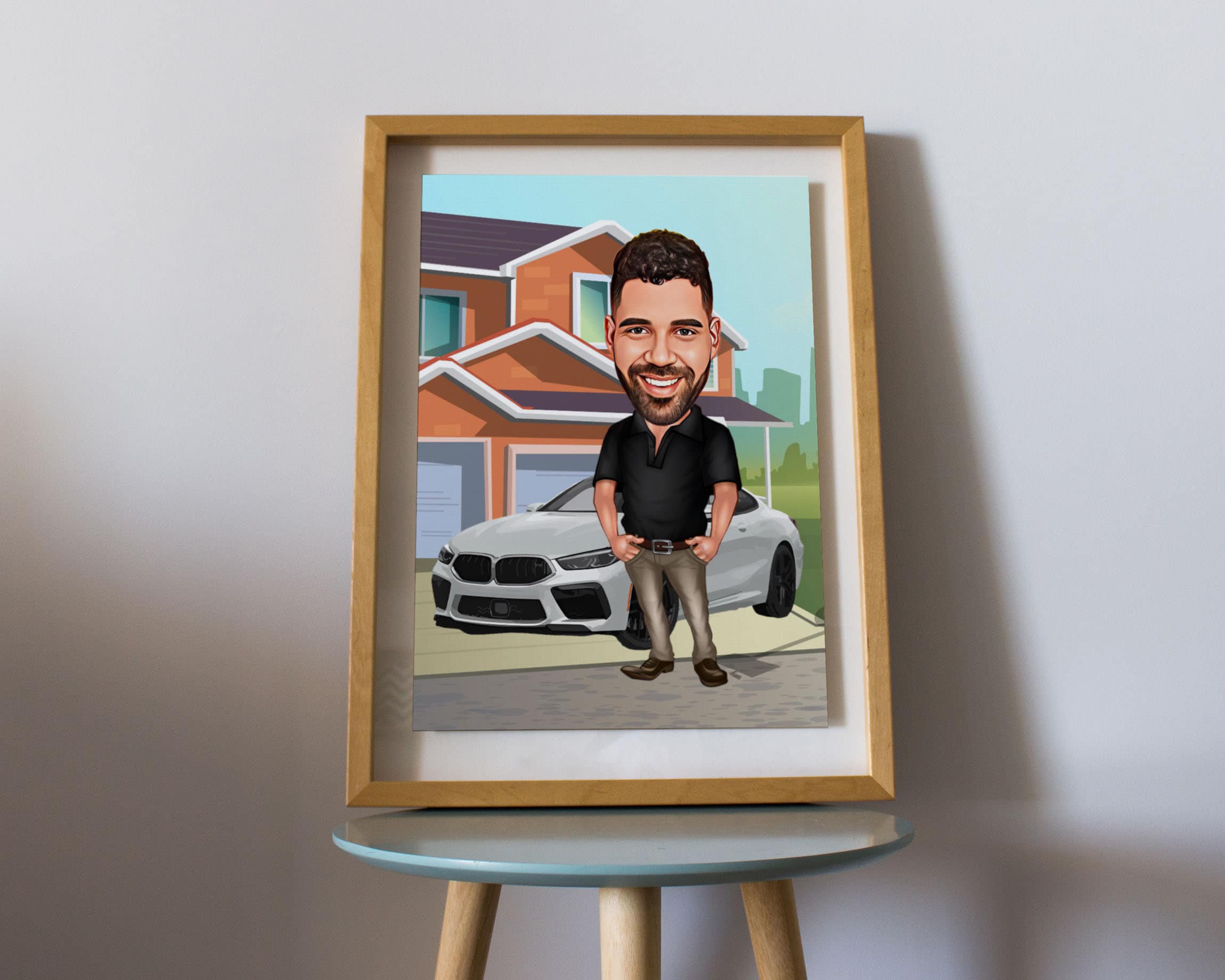 Custom Car Lover Cartoon Portrait, Male Caricature, Car Lover Gift ...