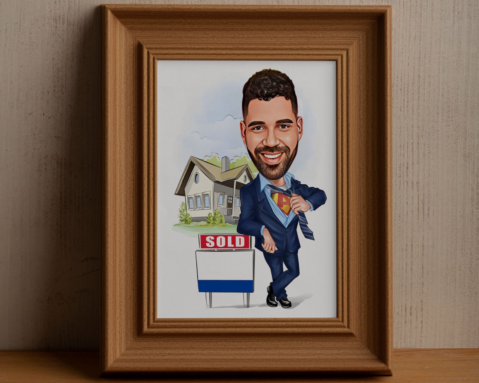 Custom Super Realtor Cartoon Portrait, Realtor Caricature, Realtor Gift ...