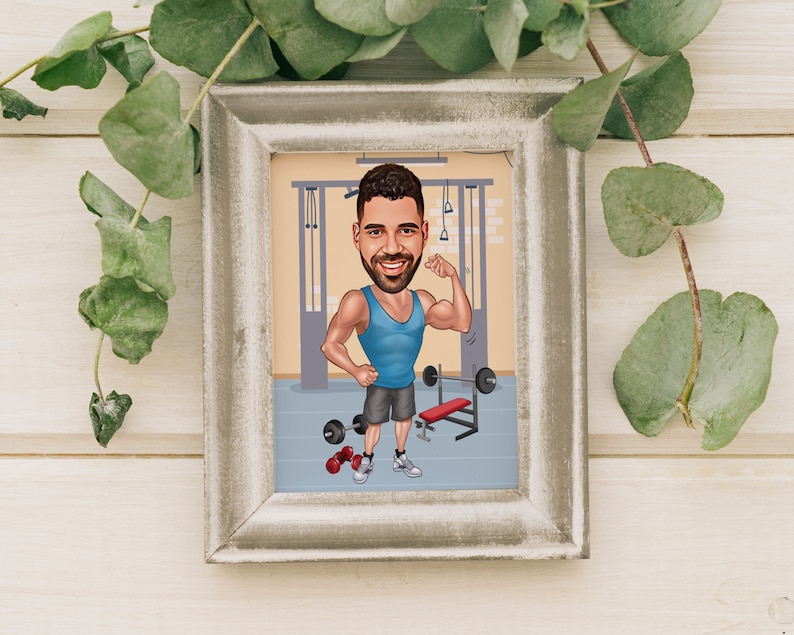 Personalized Fitness Cartoon Portrait, Fitness Caricature, Gift for ...
