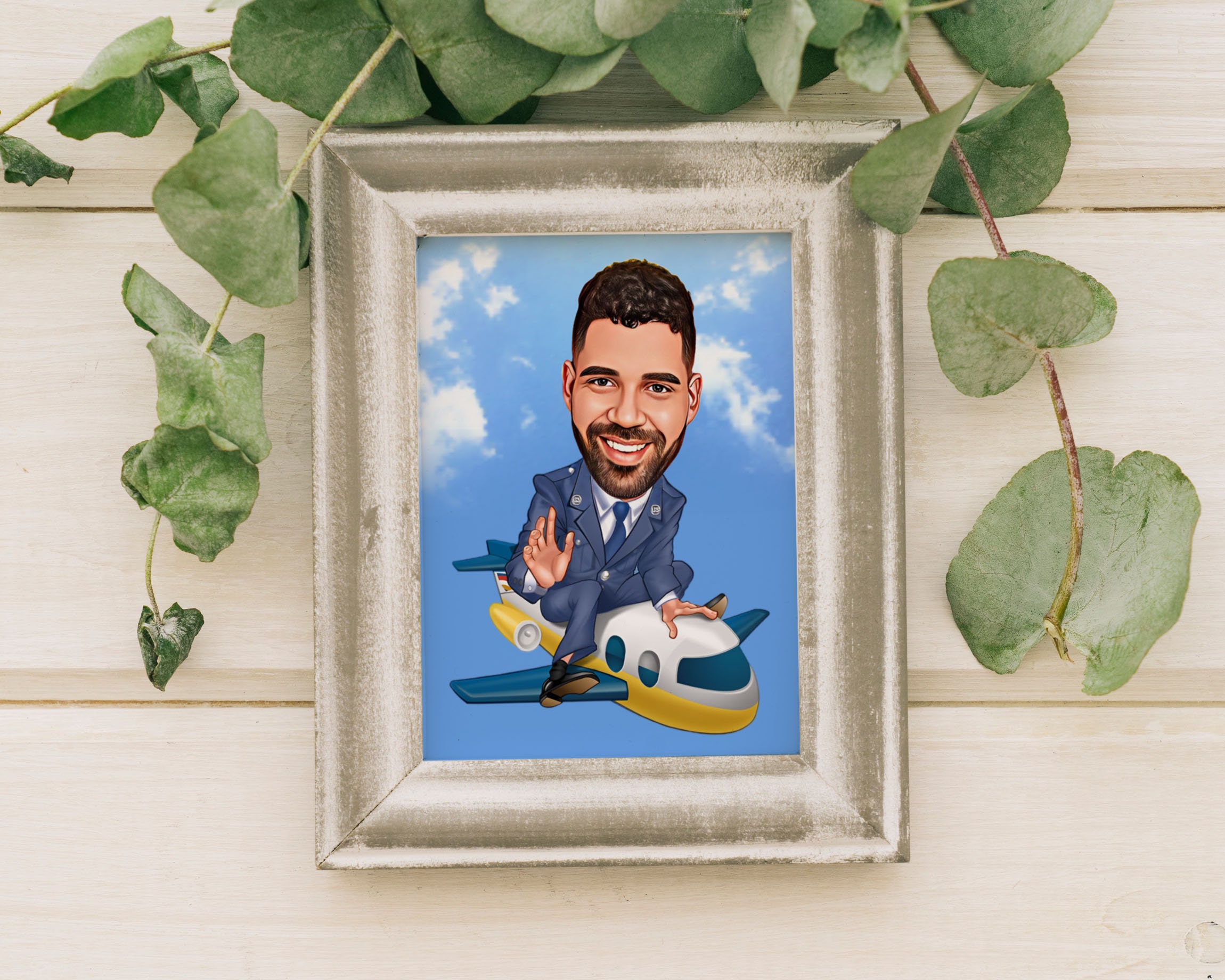 Custom Pilot Cartoon Portrait, Pilot Portrait, Pilot Gift, Pilot ...