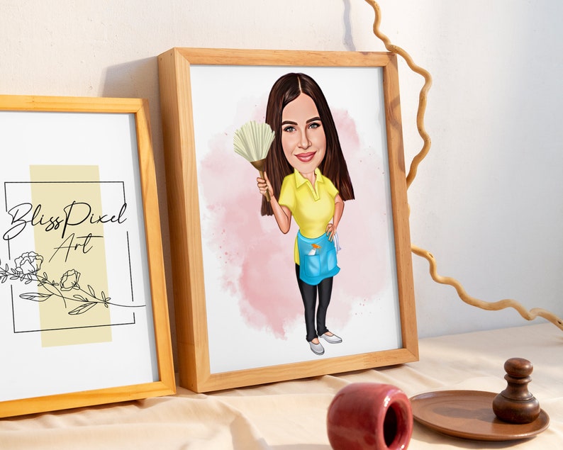 Custom Cleaner Cartoon Portrait, Cleaner Portrait, Gift for Cleaner ...
