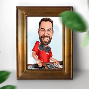 Custom DJ Cartoon Portrait, DJ Caricature, Gift for Dj, Funny Dj ...