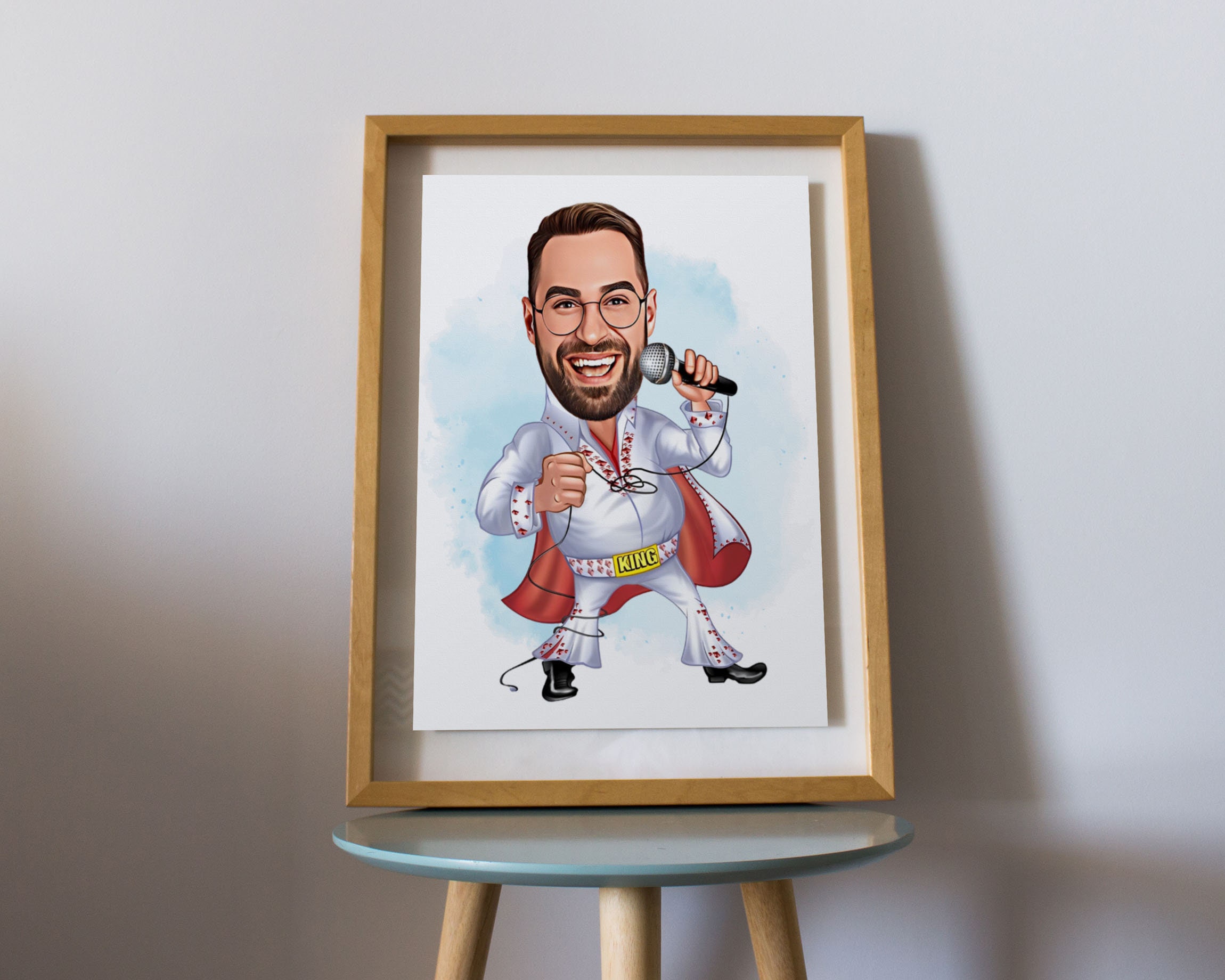 Custom Elvis Presley Cartoon Portrait, Elvis Presley Portrait, Birthday ...