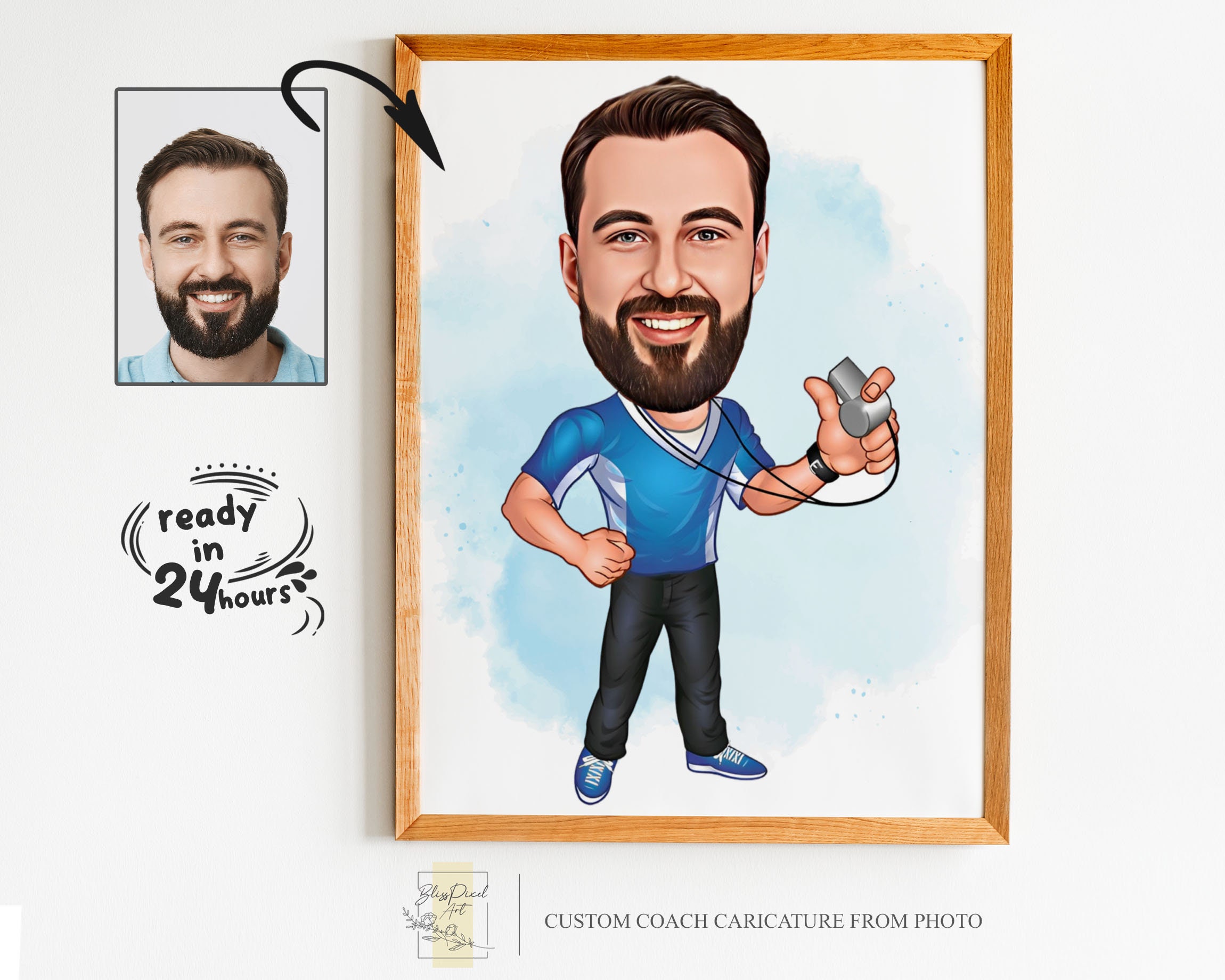 Custom Coach Cartoon Portrait, Coach Portrait, Coach Gift, Coach ...