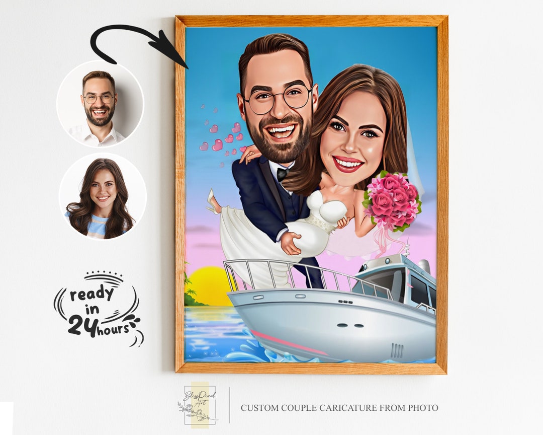 Custom Couple Cartoon Portrait, Couple Portrait, Couple Gift, Couple ...
