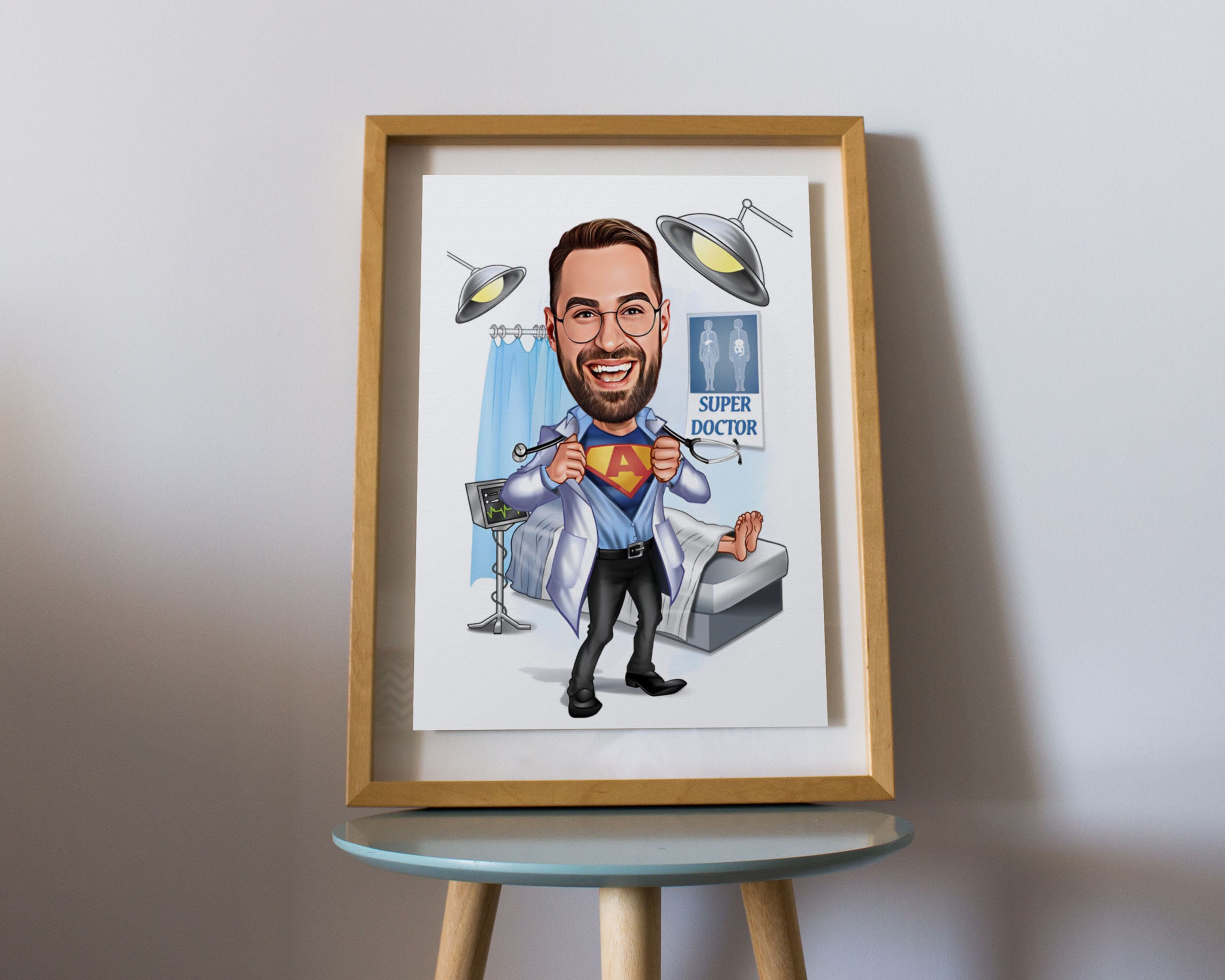 Custom Male Doctor Cartoon Portrait, Doctor Portrait, Doctor Caricature ...