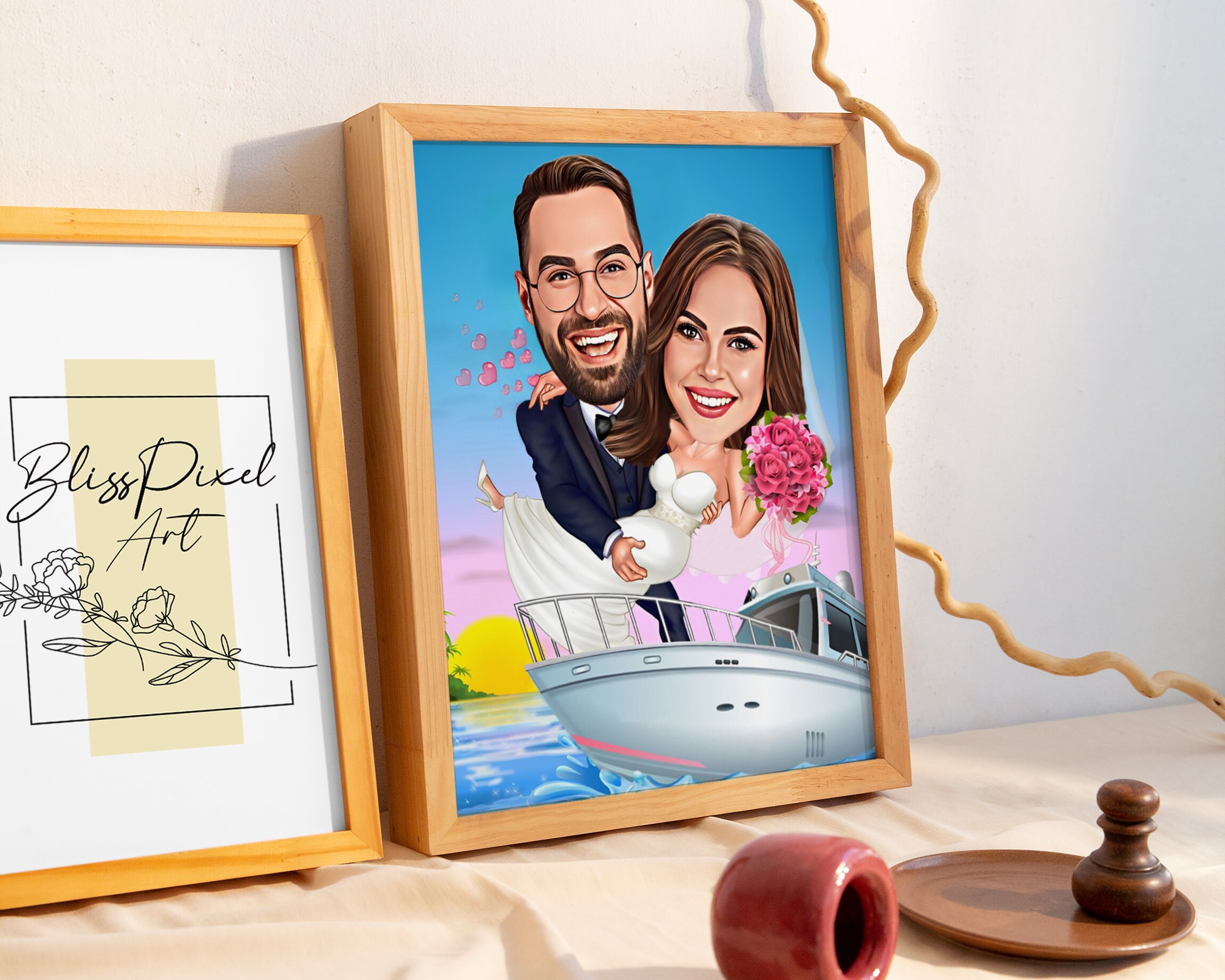Custom Couple Cartoon Portrait, Couple Portrait, Couple Gift, Couple ...