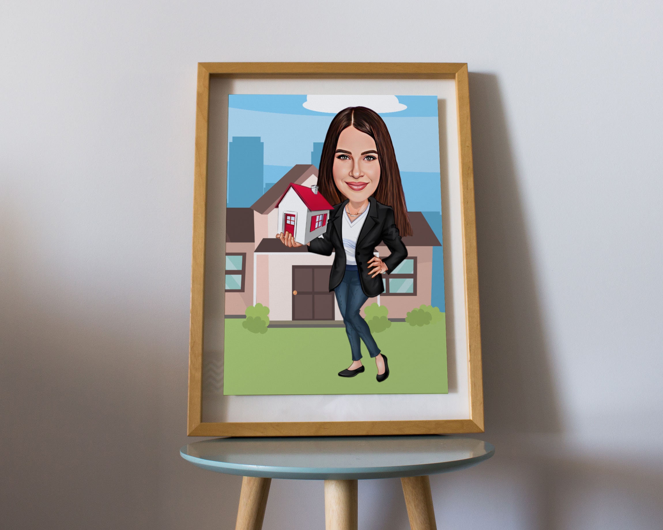 Custom Realtor Cartoon Portrait for Women, Personalized Real Estate ...