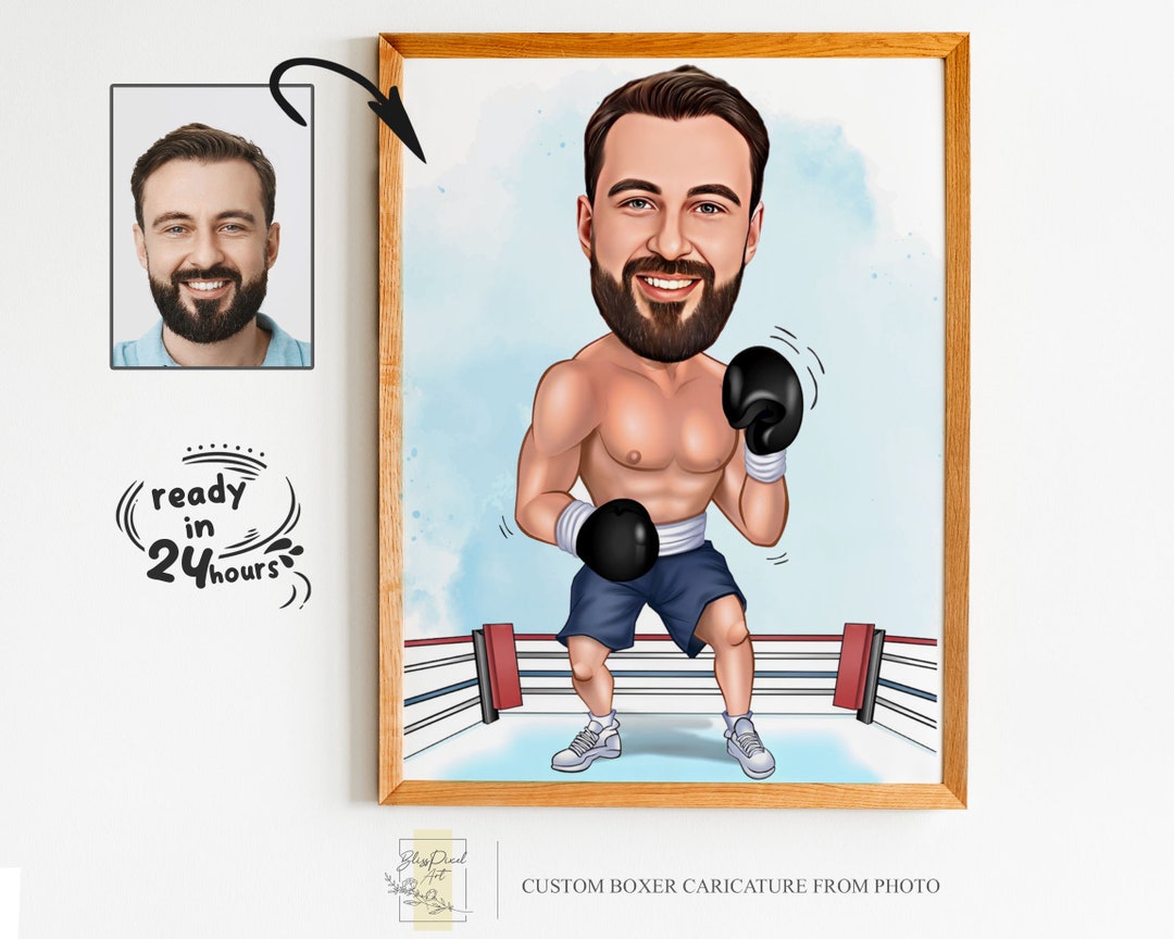 Custom Boxer Cartoon Portrait, Boxer Caricature, Boxer Gift, Fighter ...