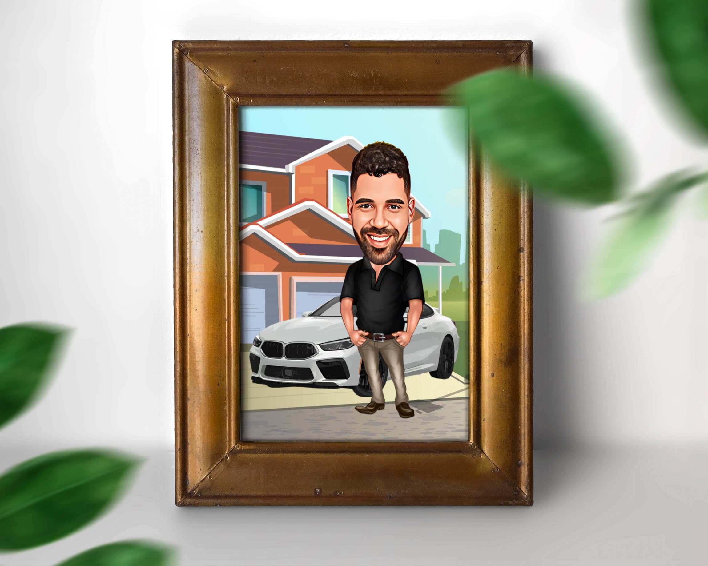 Custom Car Lover Cartoon Portrait, Male Caricature, Car Lover Gift ...