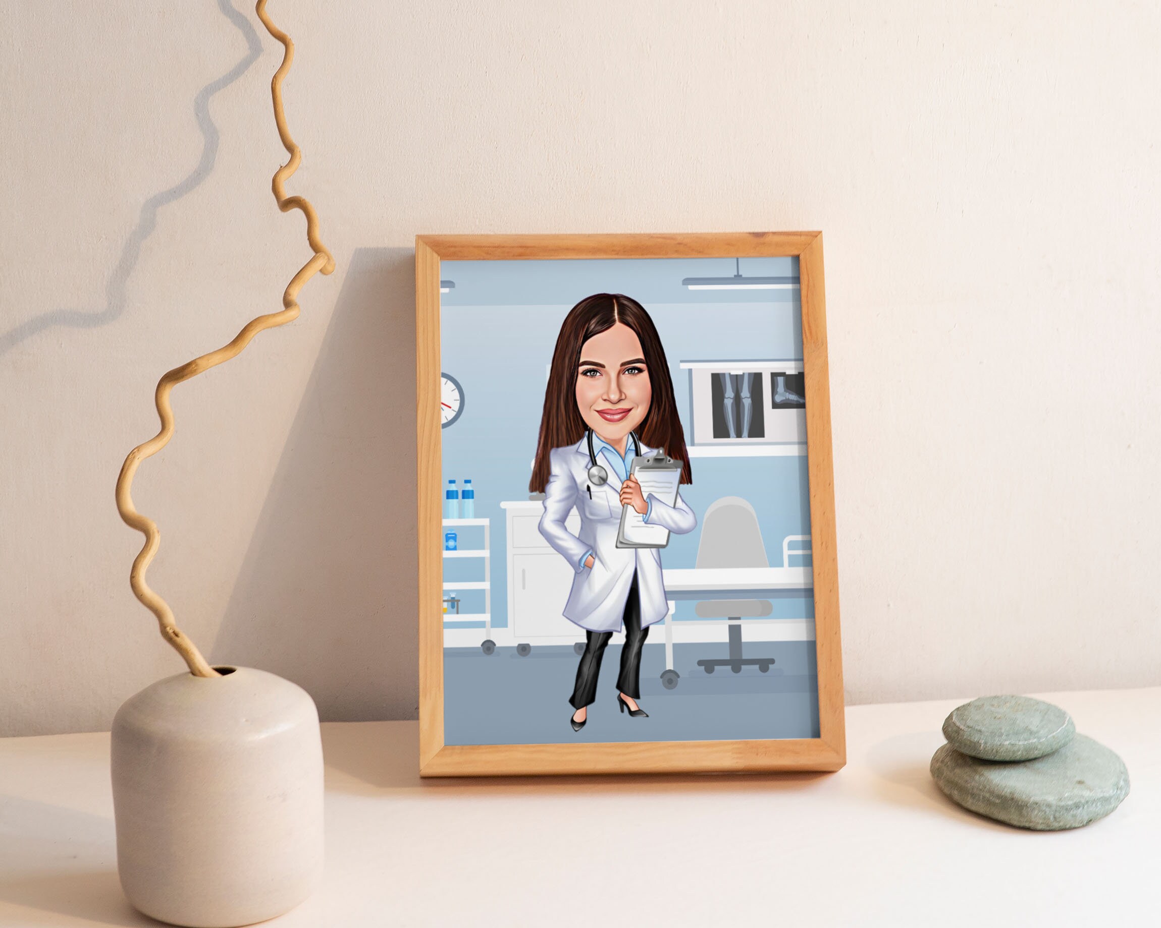 Custom Woman Doctor Cartoon Portrait, Doctor Portrait, Doctor ...
