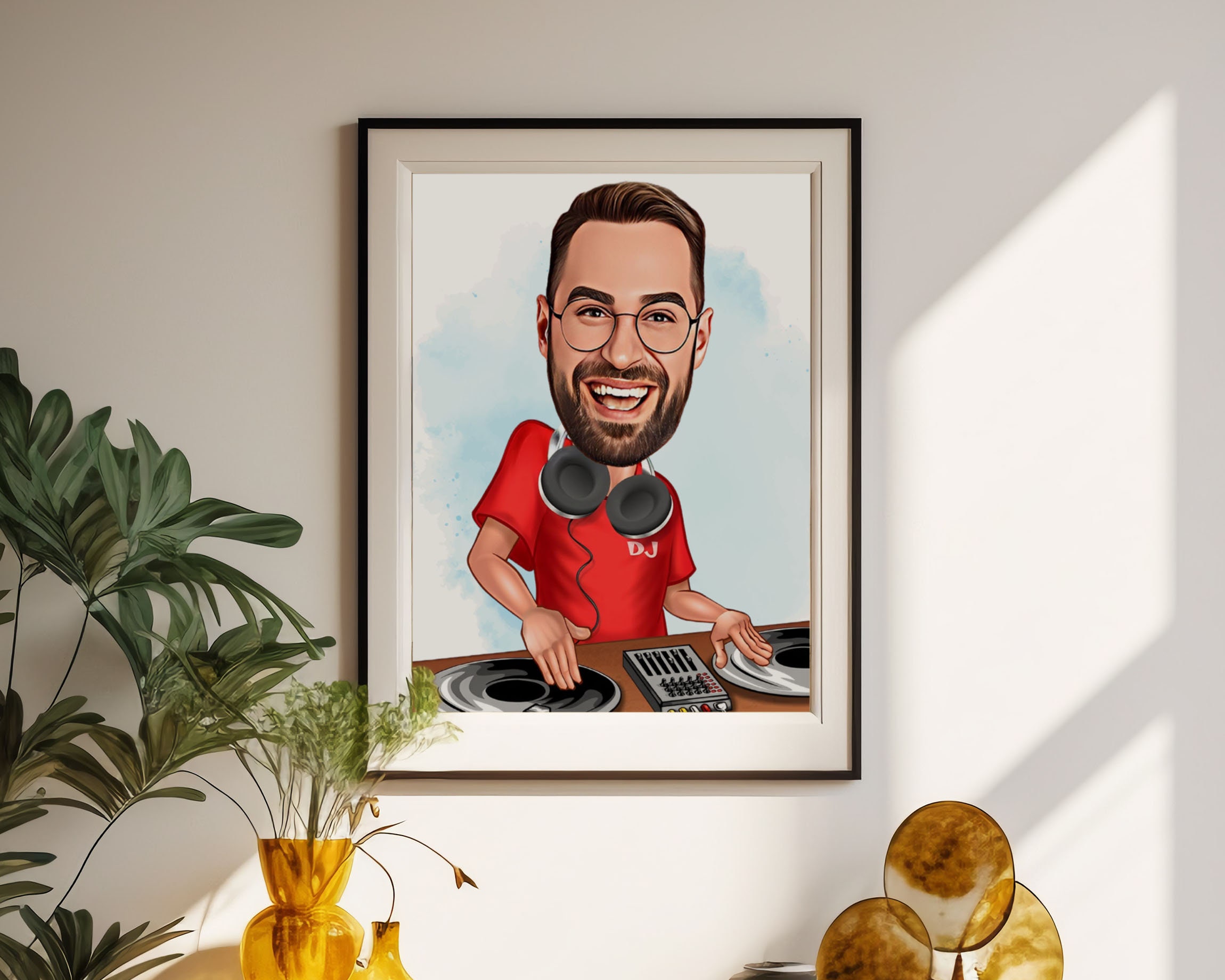 Custom DJ Cartoon Portrait, DJ Caricature, Gift for Dj, Funny Dj ...