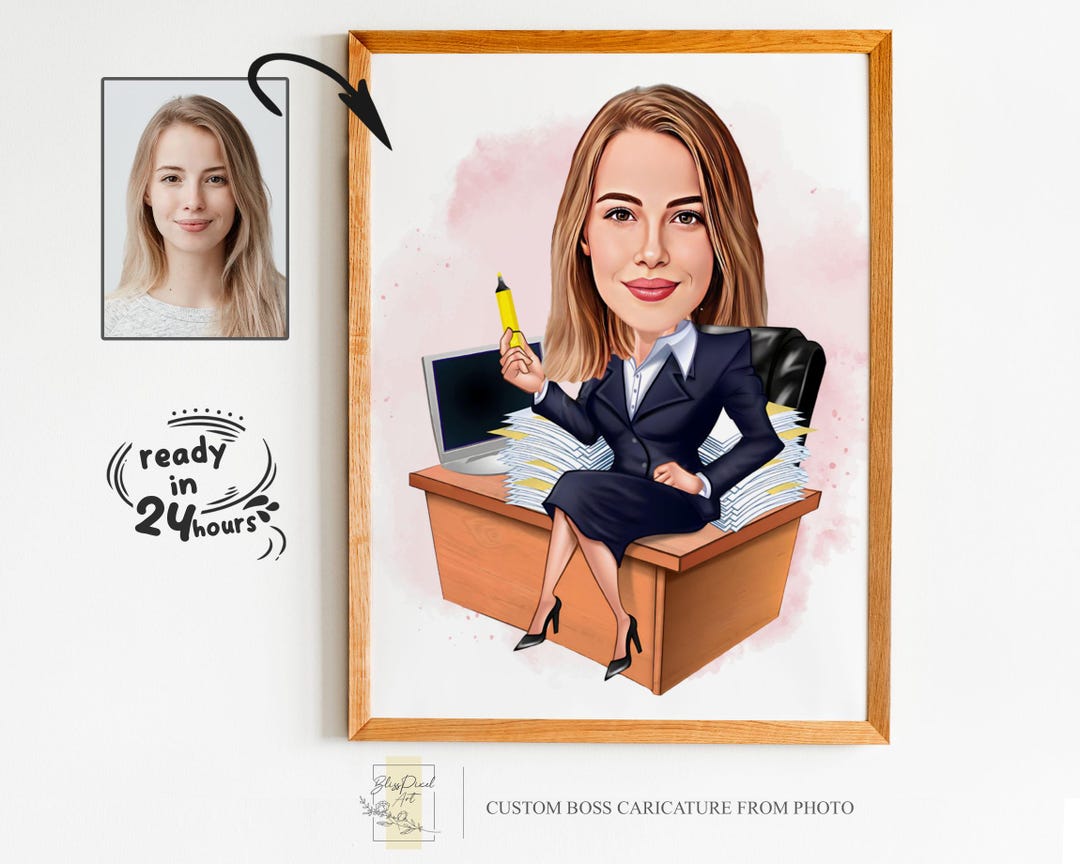 Custom Female Boss Cartoon Portrait, Boss Portrait, Gifts for Boss ...