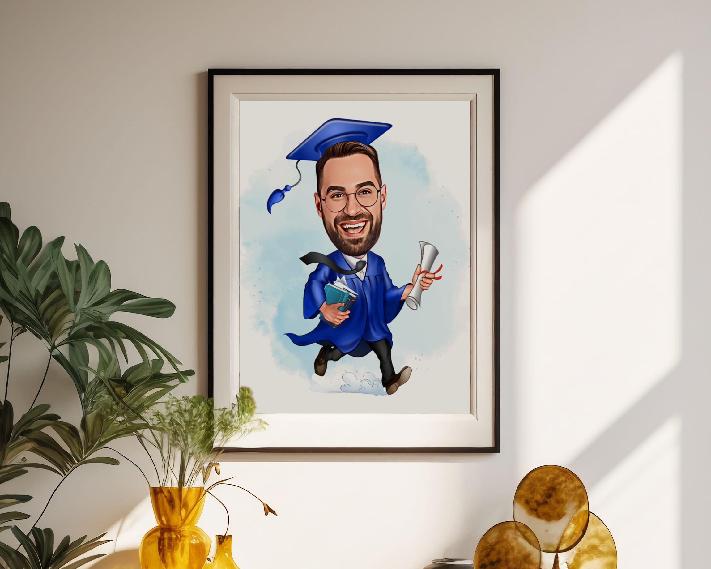 Custom Graduation Cartoon Portrait, Graduation Portrait, Graduation ...