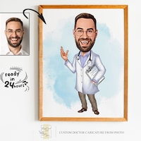 Custom Super Doctor Cartoon Portrait: Personalized Caricature Gift ...