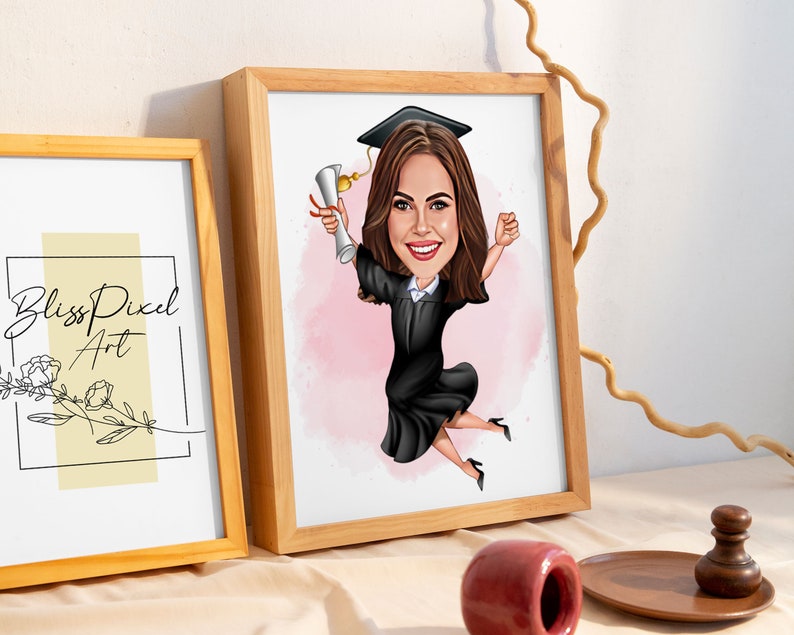 Custom Graduation Cartoon Portrait, Graduation Portrait, Graduation ...