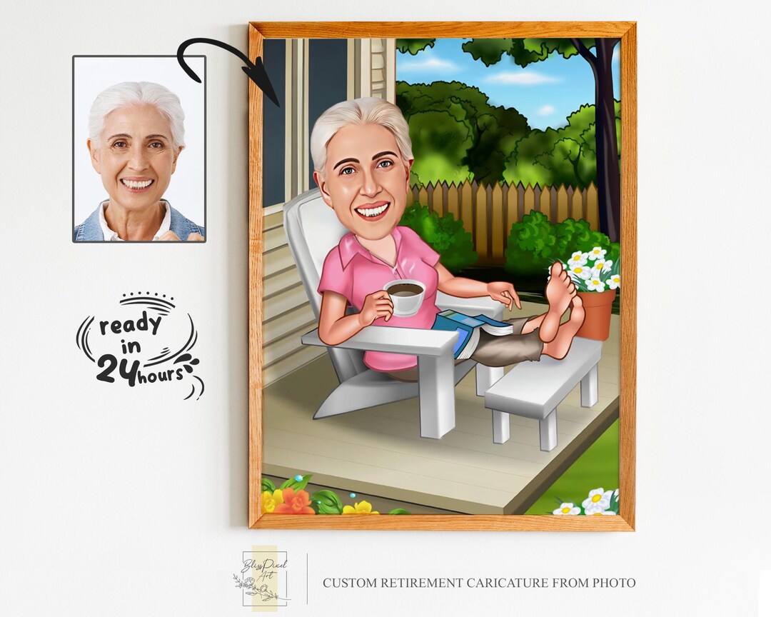 Custom Retirement Cartoon Portrait, Retirement Caricature, Retirement ...