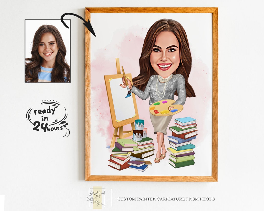 Custom Painter Cartoon Portrait, Painter Portrait, Painter Gift ...