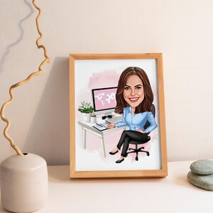 Custom Female Boss Cartoon Portrait, Boss Portrait, Gifts for Boss ...