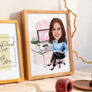 Custom Female Boss Cartoon Portrait, Boss Portrait, Gifts for Boss ...