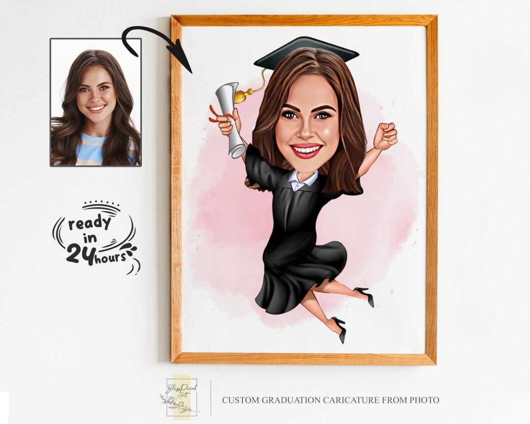 Custom Graduation Cartoon Portrait, Graduation Portrait, Graduation ...