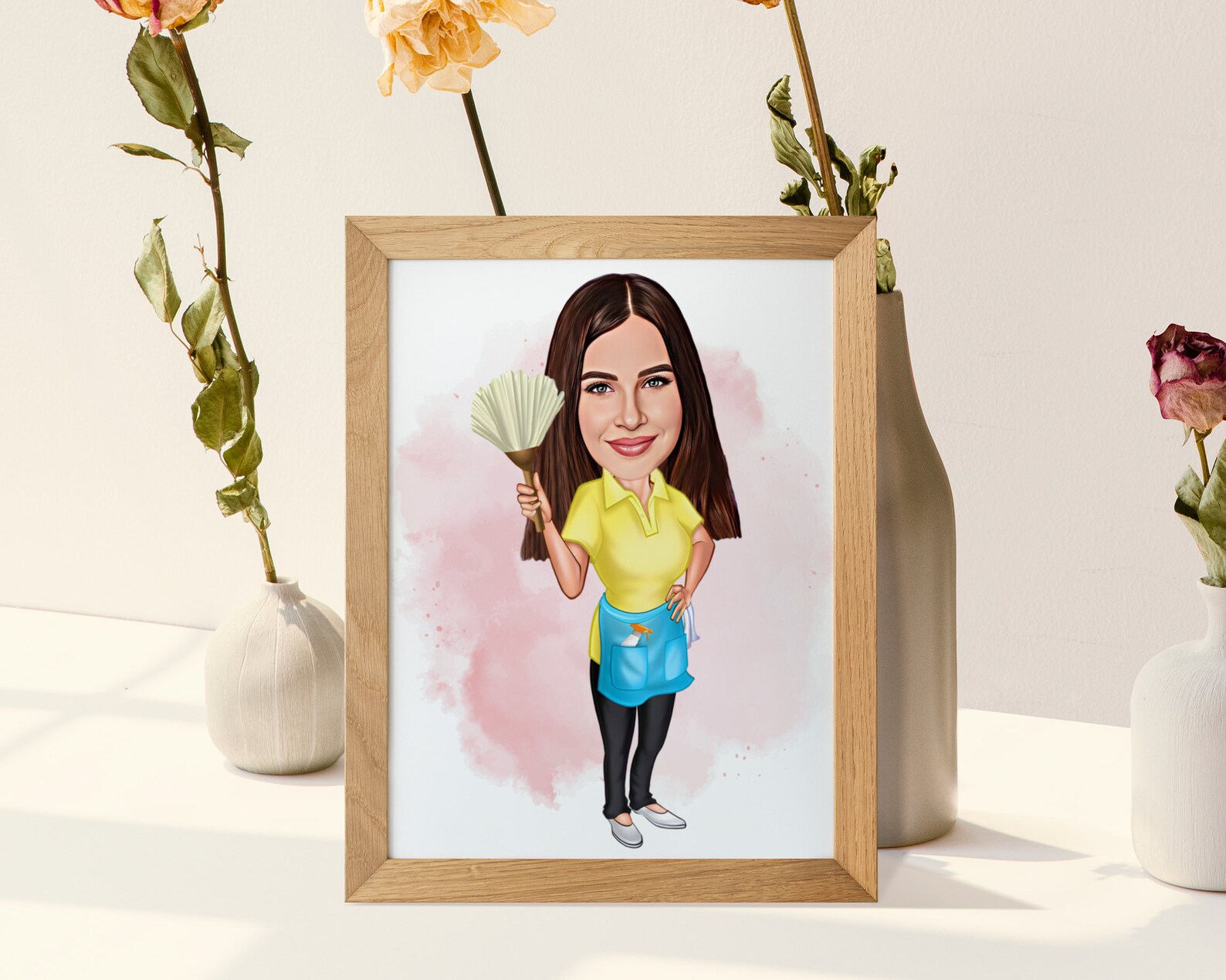 Custom Cleaner Cartoon Portrait, Cleaner Portrait, Gift for Cleaner ...
