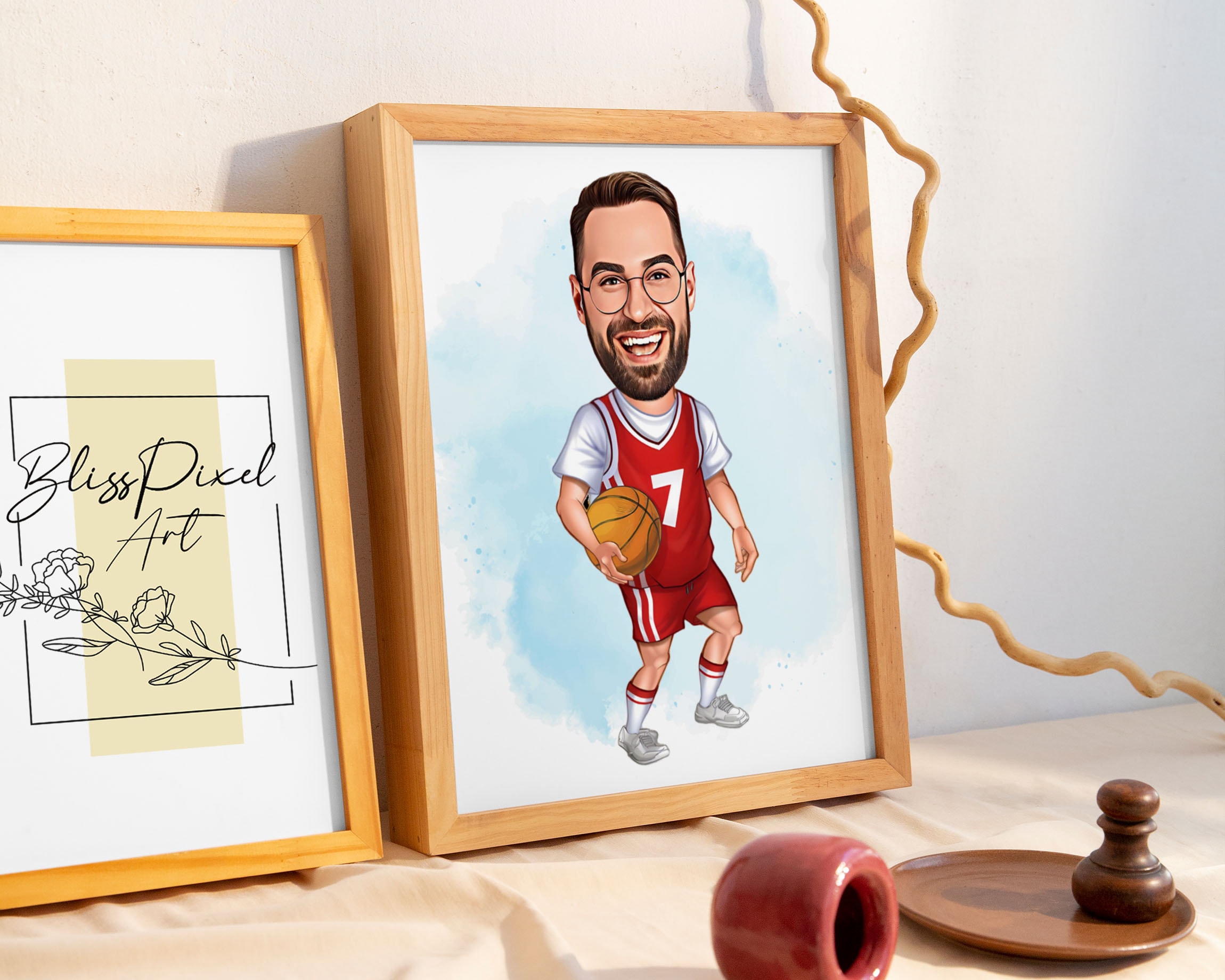 Custom Basketball Player Cartoon Portrait, Basketball Caricature, Gift ...