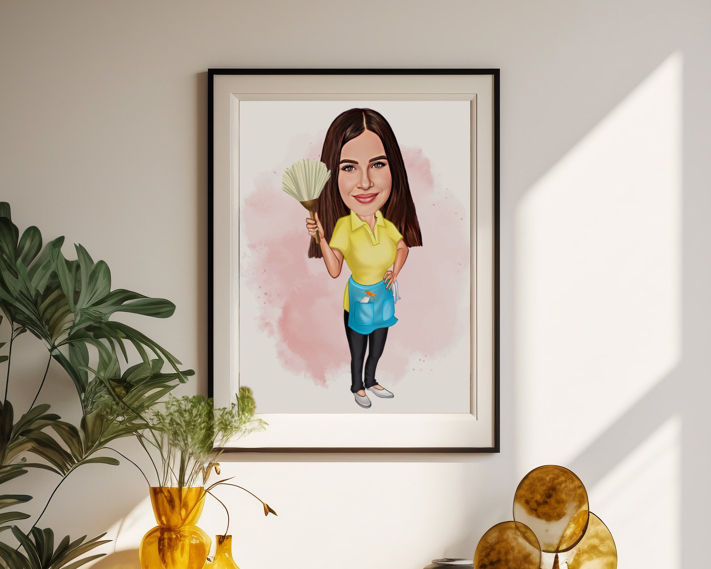 Custom Cleaner Cartoon Portrait, Cleaner Portrait, Gift for Cleaner ...