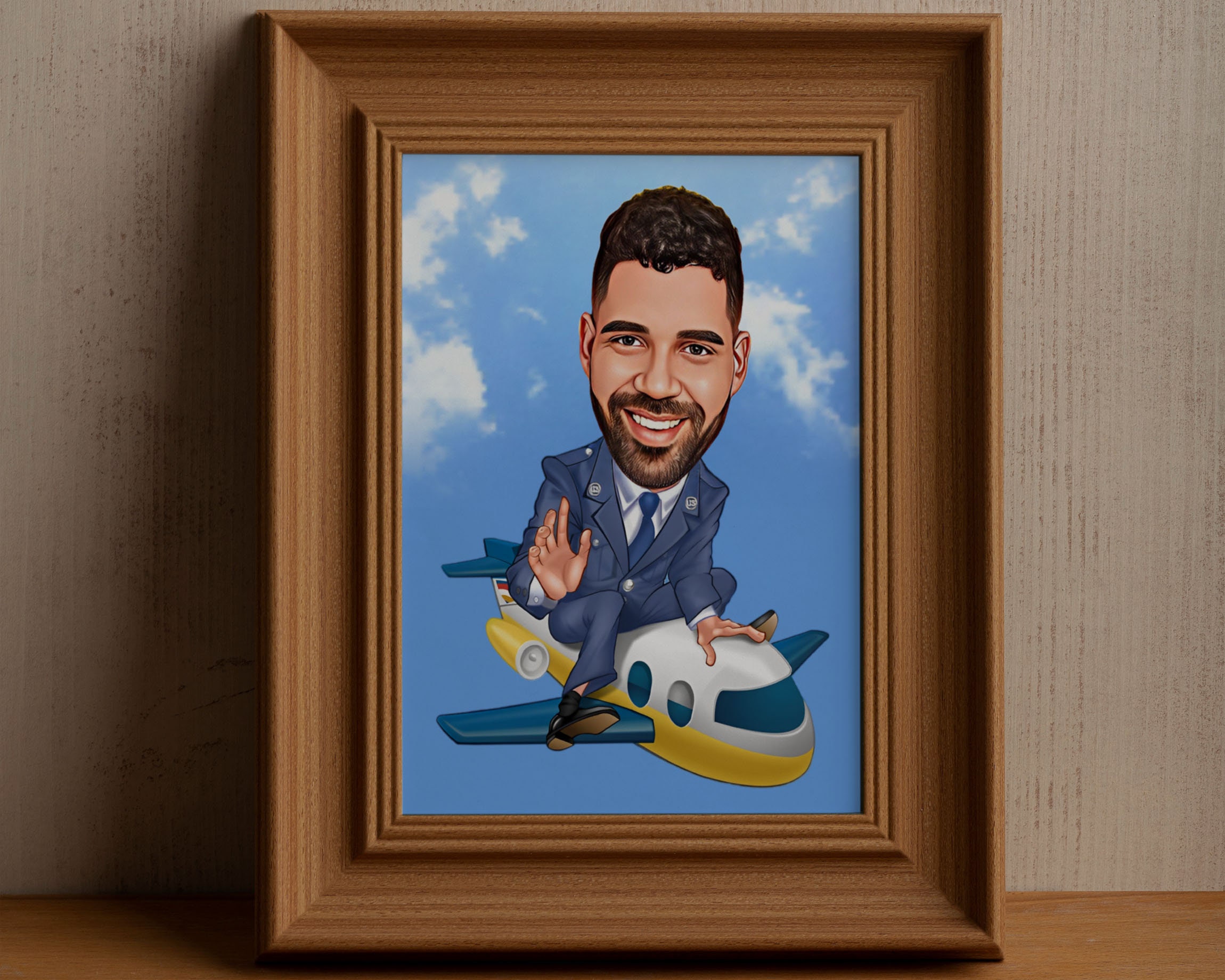 Custom Pilot Cartoon Portrait, Pilot Portrait, Pilot Gift, Pilot ...