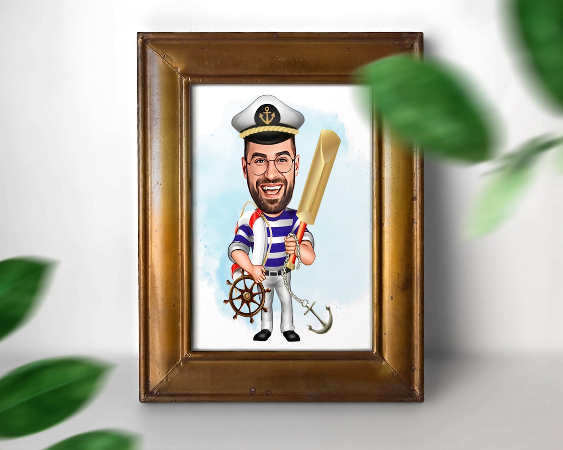Custom Sailor Cartoon Portrait, Sailor Caricature, Sailor Gift, Seaman ...