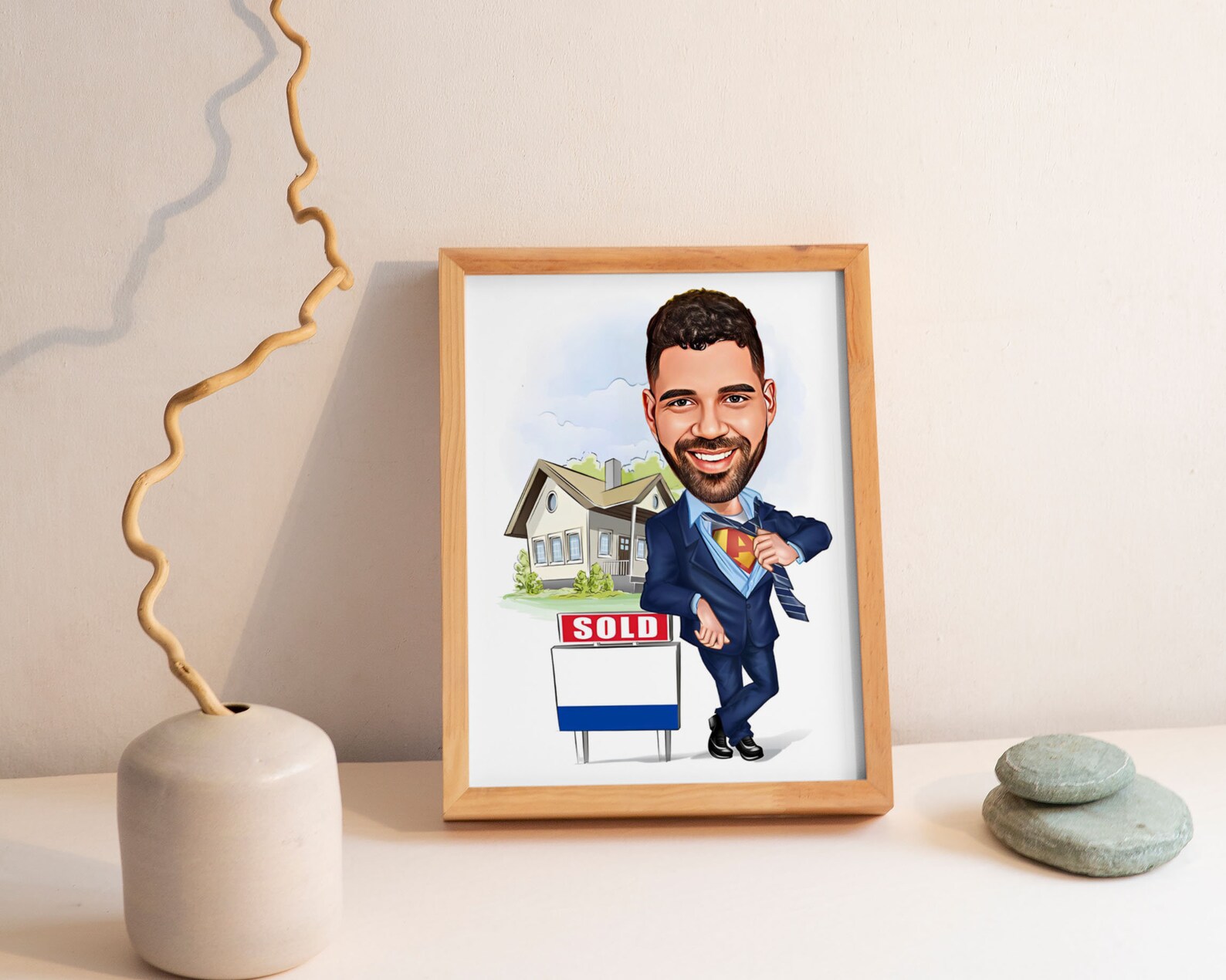 Custom Super Realtor Cartoon Portrait, Realtor Caricature, Realtor Gift ...