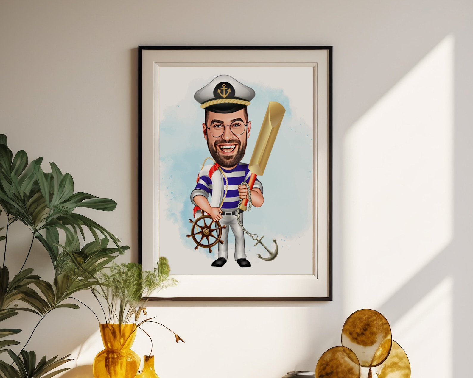 Custom Sailor Cartoon Portrait, Sailor Caricature, Sailor Gift, Seaman ...