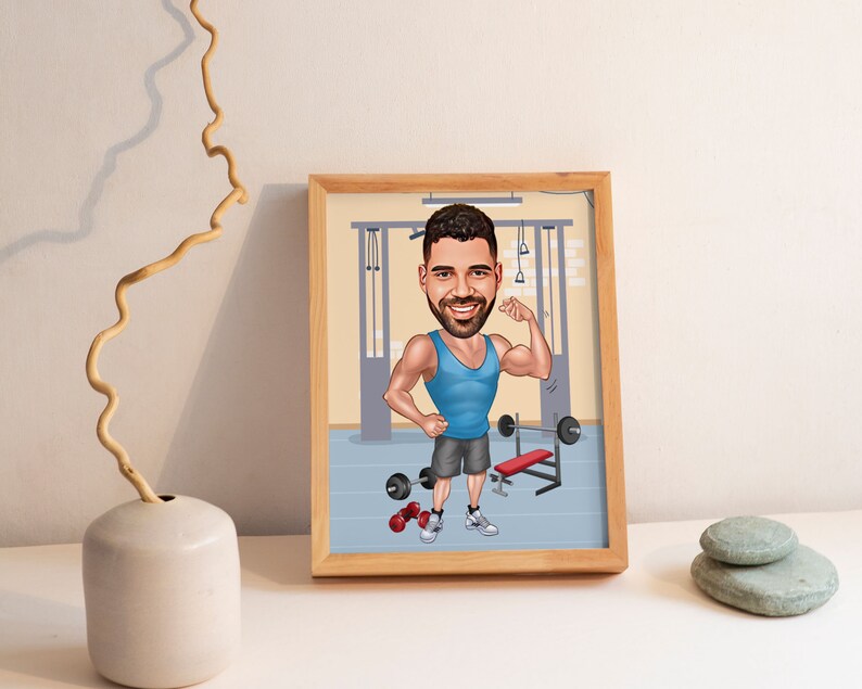 Personalized Fitness Cartoon Portrait, Fitness Caricature, Gift for ...