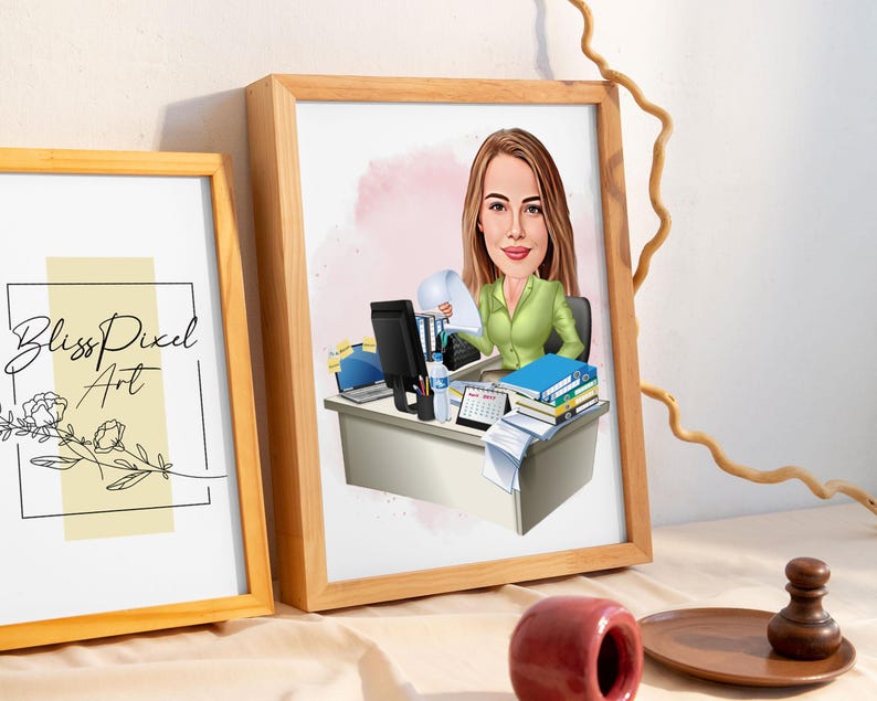 Custom Female Boss Cartoon Portrait, Boss Portrait, Gifts for Boss ...