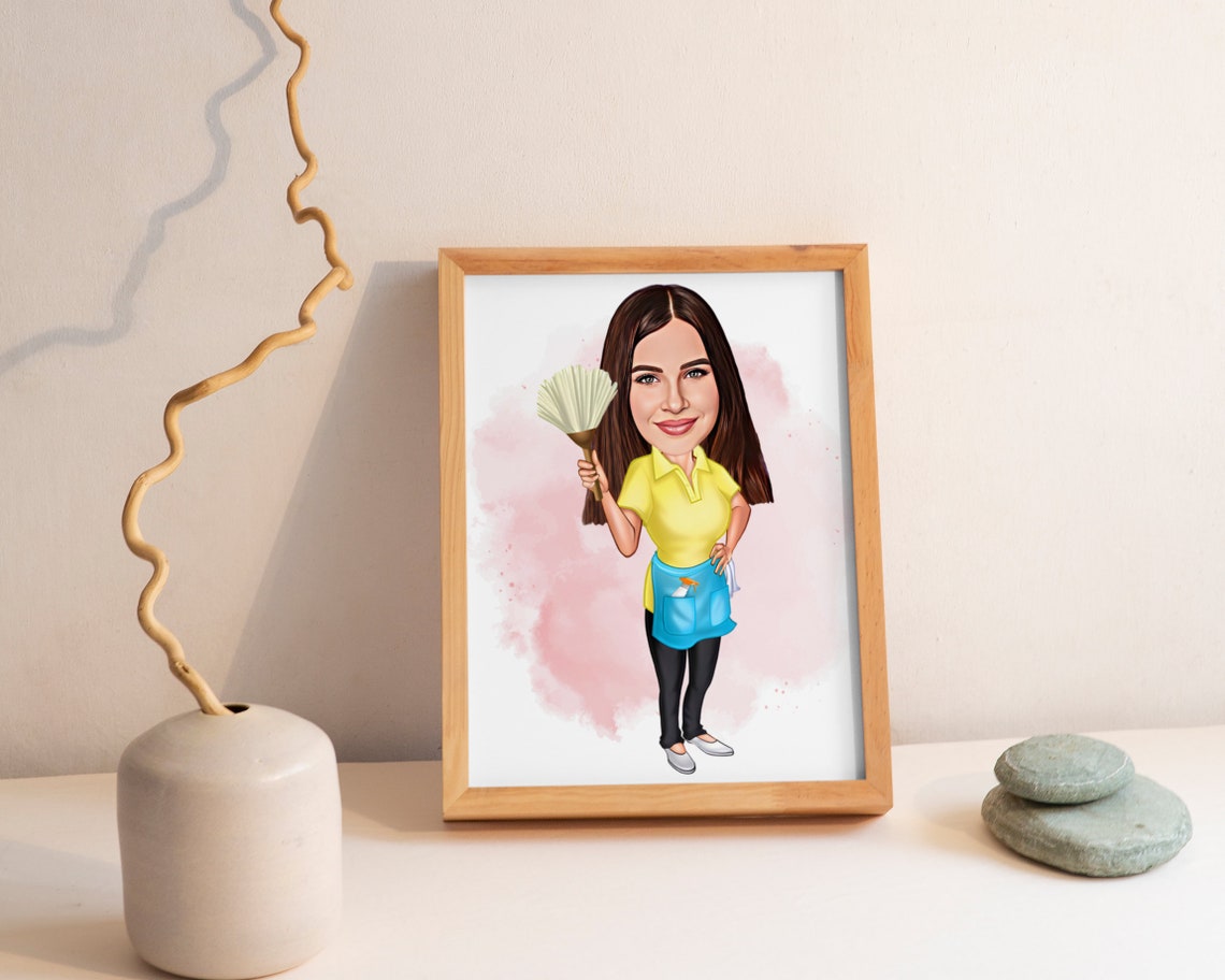 Custom Cleaner Cartoon Portrait, Cleaner Portrait, Gift for Cleaner ...