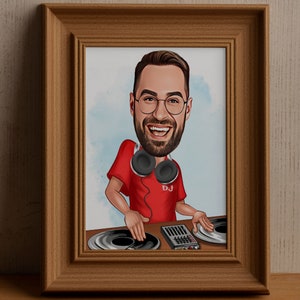 Custom DJ Cartoon Portrait, DJ Caricature, Gift for Dj, Funny Dj ...
